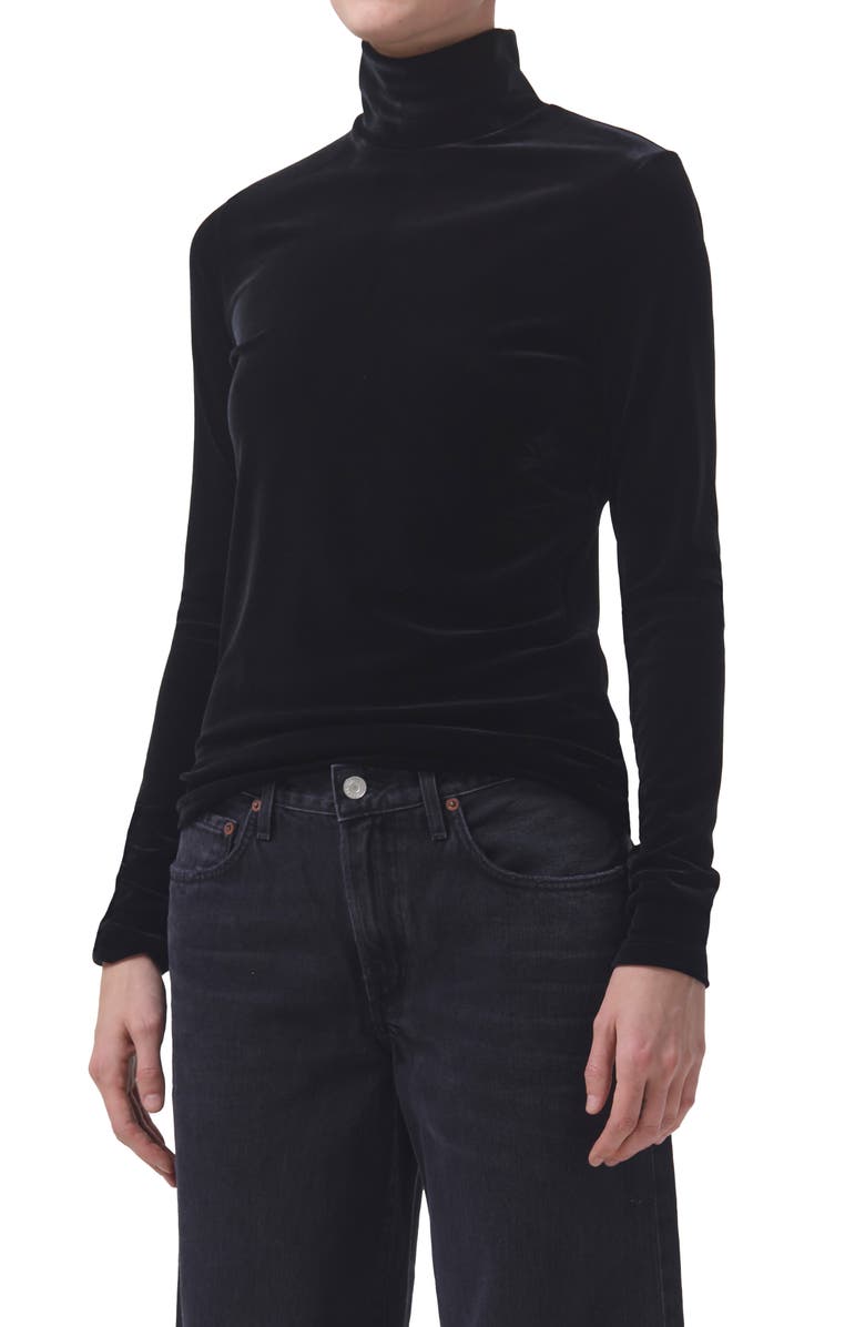 AGOLDE Pascale Stretch Velvet Turtleneck Top | Nordstromrack