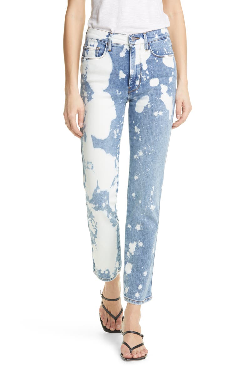 FRAME Le Sylvie High Waist Ripped Slender Straight Leg Jeans ...