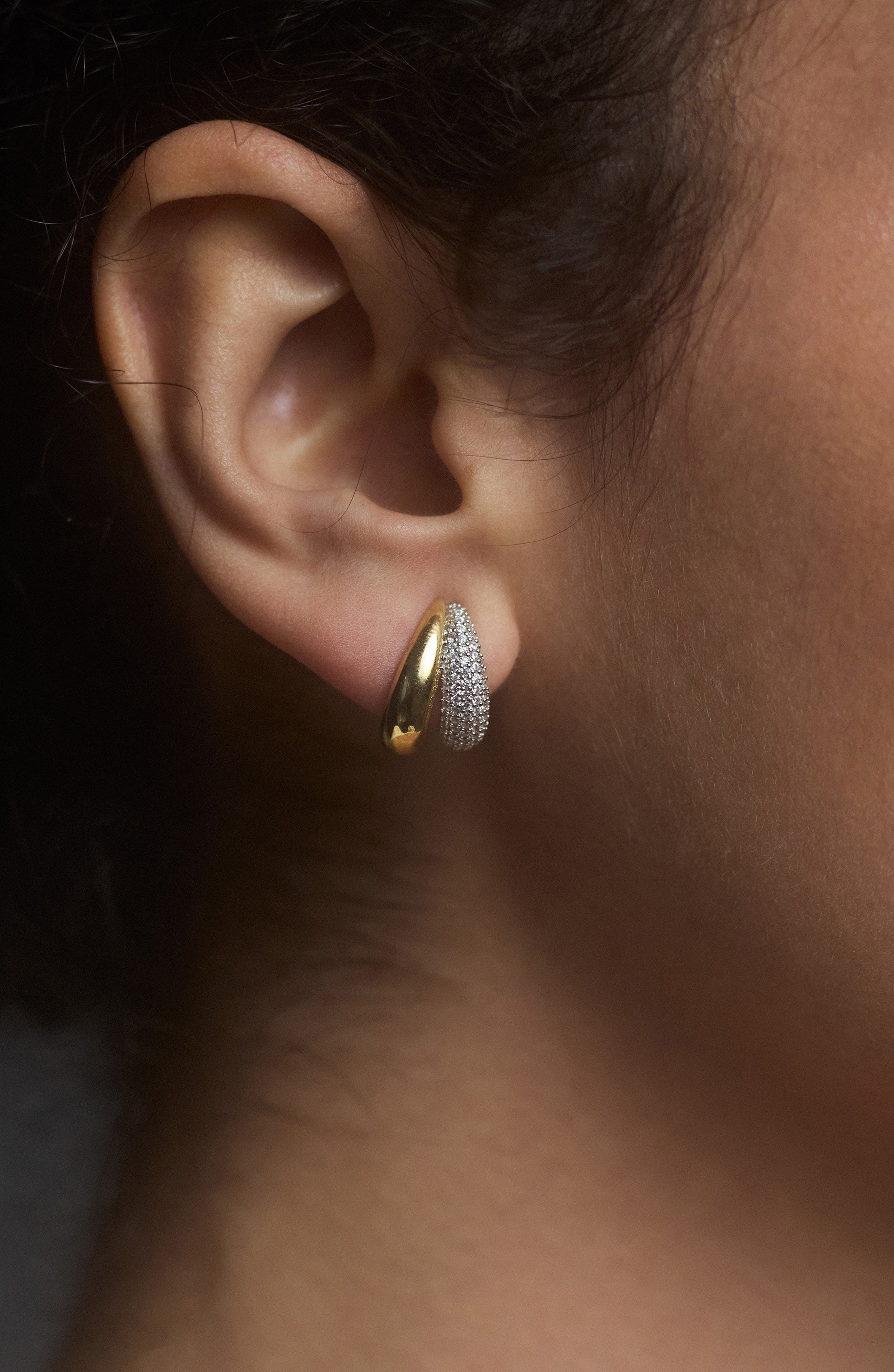 Nadri Gemini Two-Tone Pavé Hoop Earrings | Nordstrom