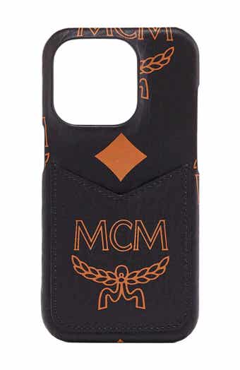 MCM iPhone 15 Pro Case w/ AirPods Pro Charm in Maxi Visetos MCM iPhone 15 Pro Case w/ AirPods Pro Charm in Maxi Visetos
