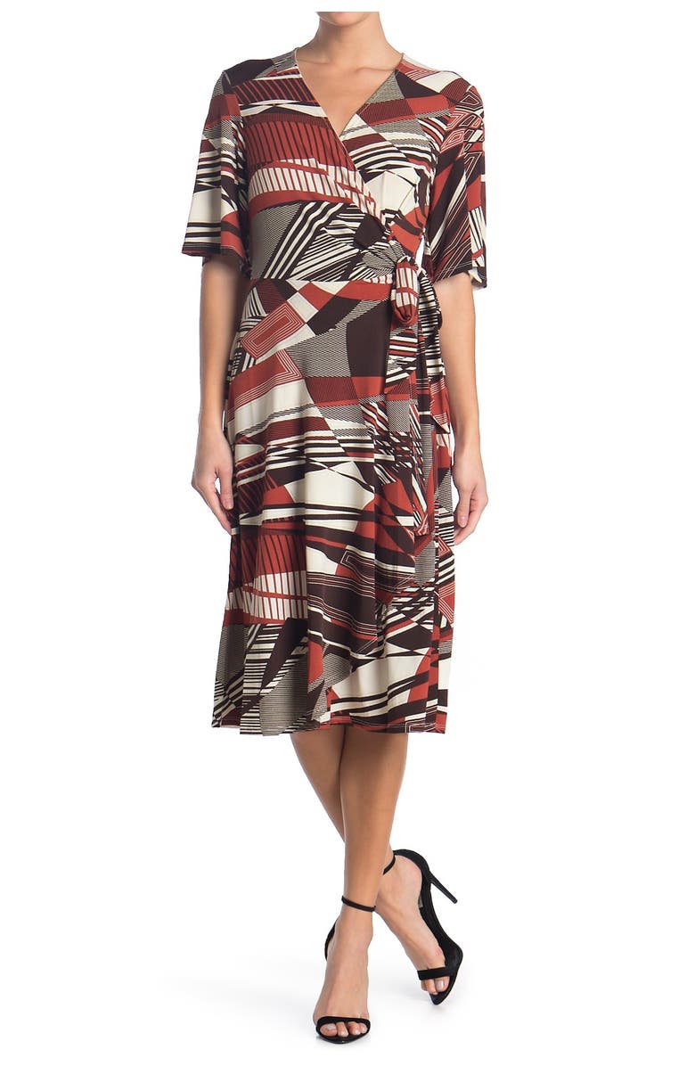 Robbie Bee Printed Wrap Midi Dress | Nordstromrack