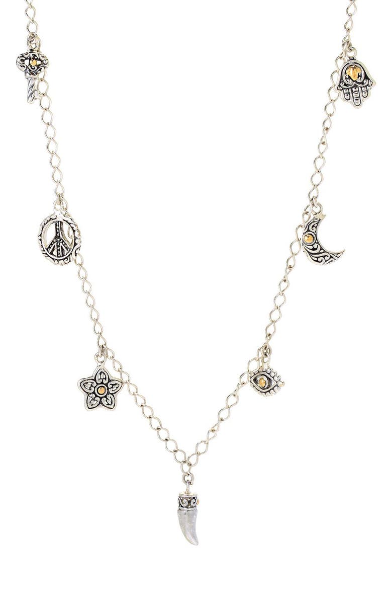 SAMUEL B. Sterling Silver & 18K Yellow Gold Symbolism Charm Necklace ...