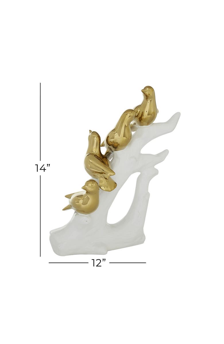 WILLOW ROW Glam Style Gold Porcelain Bird-Inspired Sculpture ...