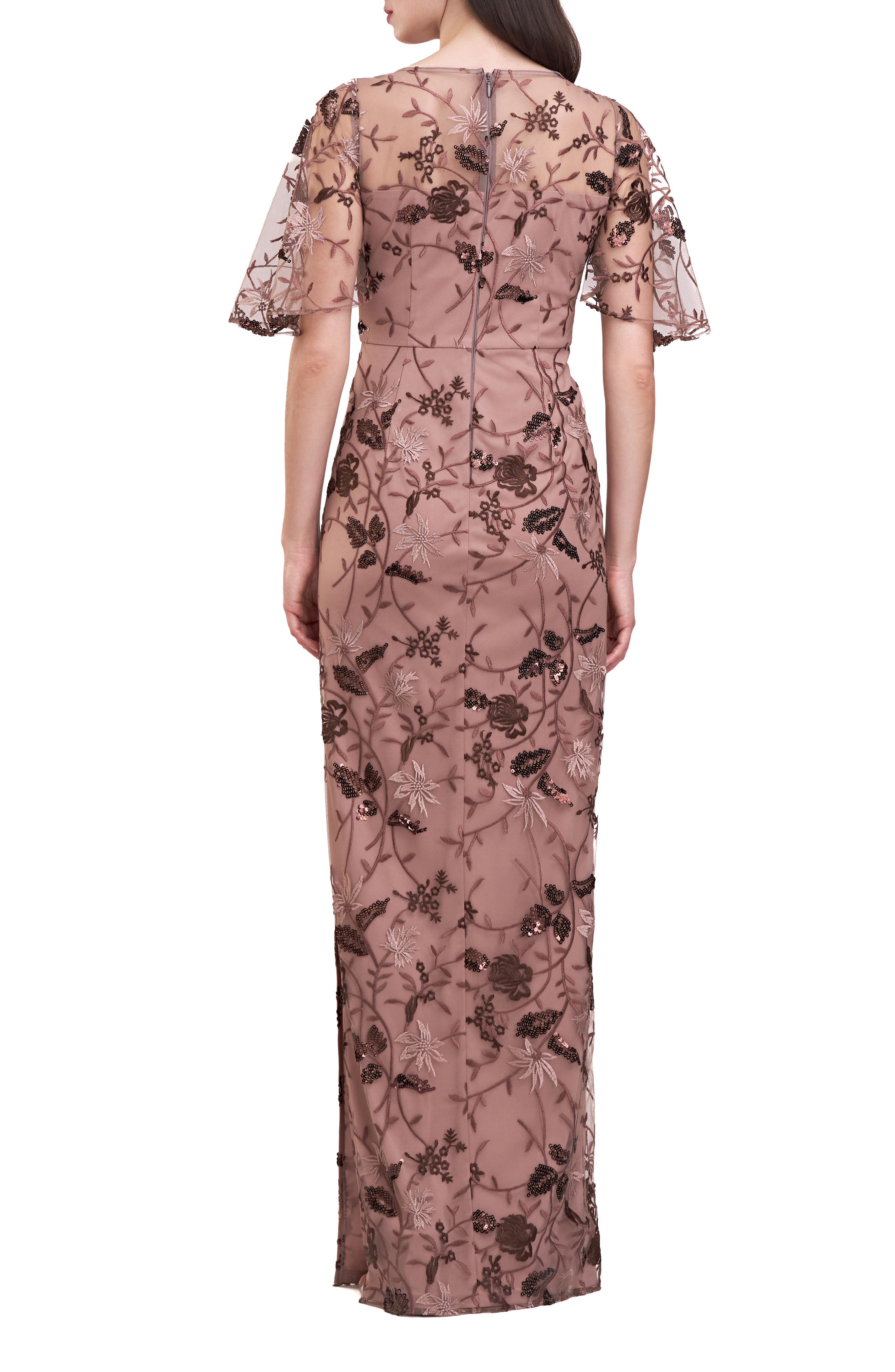 JS Collections Daphne Embroidered Sequin Column Gown | Nordstrom