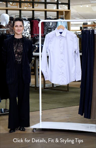 David Donahue Slim Fit Micro Print Cotton Dress Shirt | Nordstrom