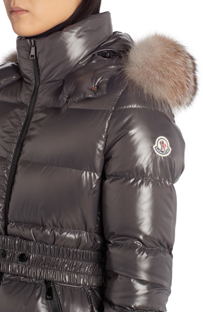 Moncler Hudson Long Quilted Down Coat with Genuine Fox Fur Trim | Nordstrom