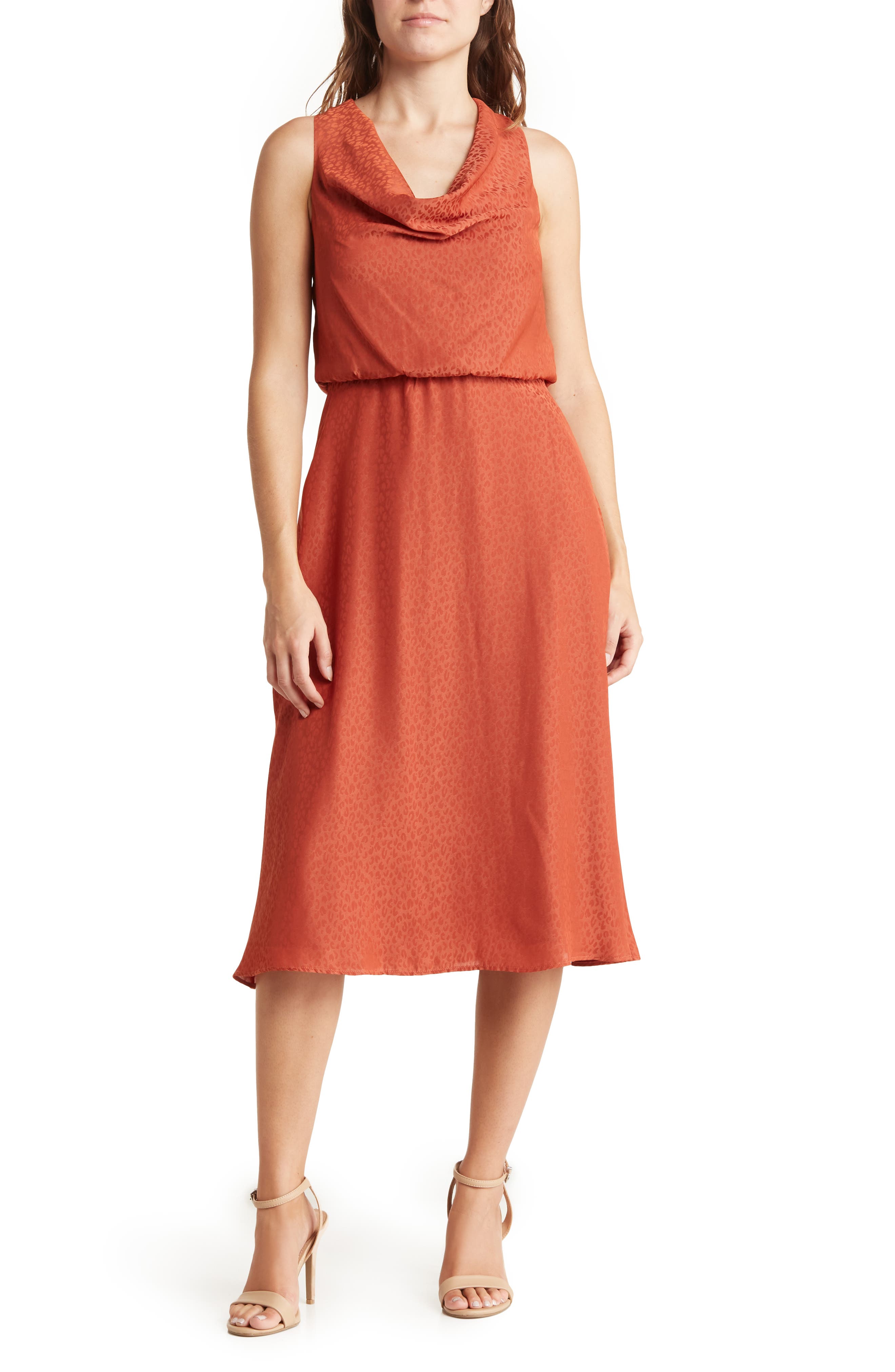 Vince Camuto Animal Print Jacquard Satin Midi Dress | Nordstromrack