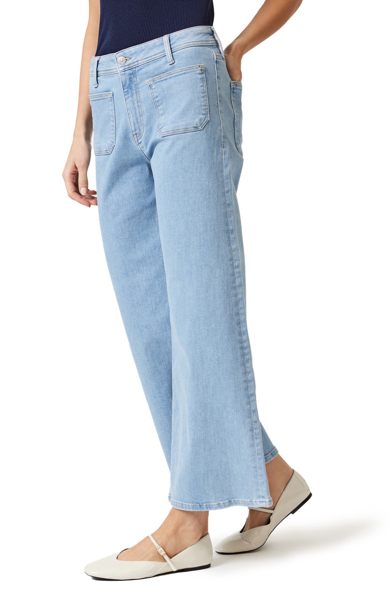 Mavi Jeans Paloma Marine Patch Pocket Ankle Wide Leg Jeans | Nordstrom