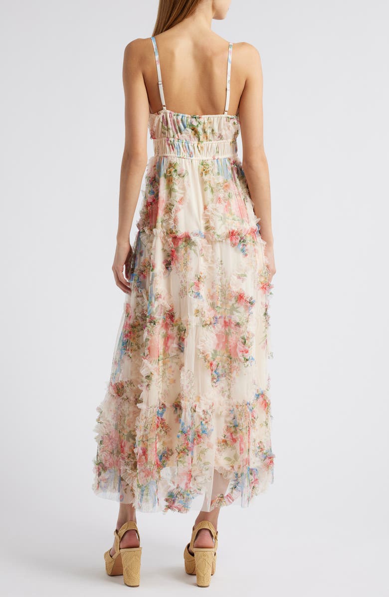 MOON RIVER Flowered Ruffle Sleeveless Maxi Dress | Nordstrom