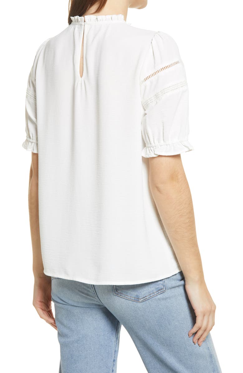 GIBSONLOOK Puff Sleeve Ruffle Neck Blouse | Nordstrom