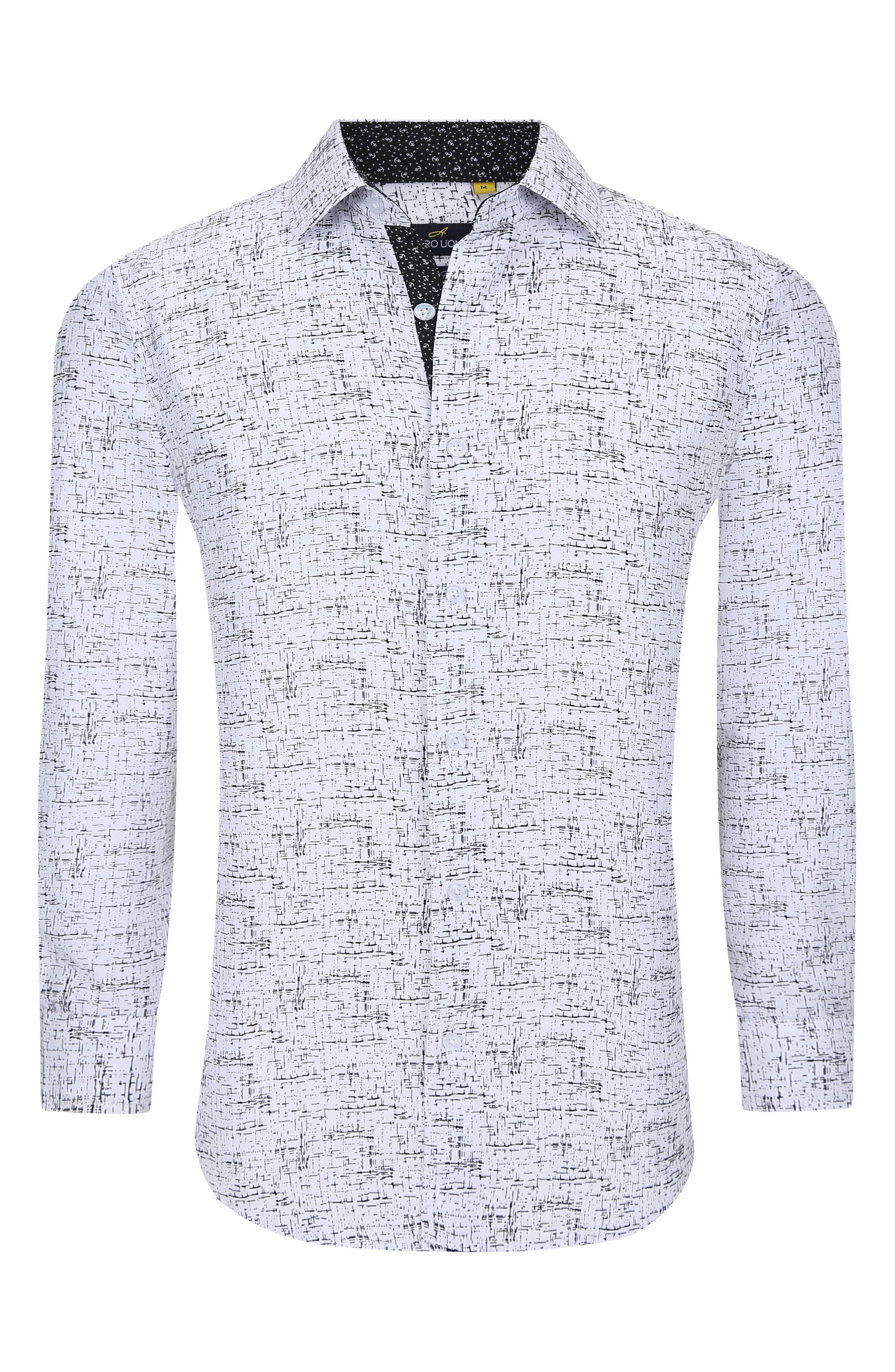 Azaro Uomo Slim Fit Line Print Performance Button-Up Shirt | Nordstromrack