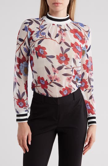 French Connection Eloise Floral Long Sleeve Chiffon Top | Nordstromrack