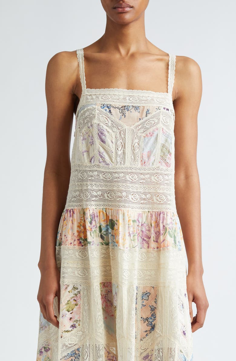 Zimmermann Halliday Floral Lace Inset Cotton Slipdress | Nordstromrack