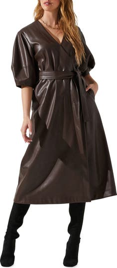 ASTR the Label Angie Faux Leather Shirtdress | Nordstromrack