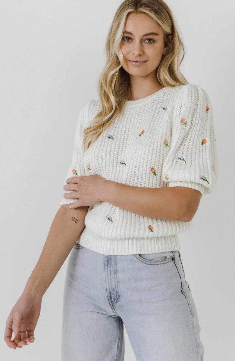 English Factory Floral Embroidery Sweater | Nordstrom