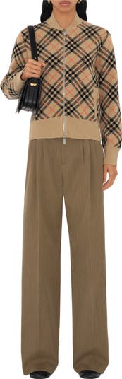 Burberry Check Cashmere Bomber Jacket | Nordstrom Burberry Check Cashmere Bomber Jacket | Nordstrom