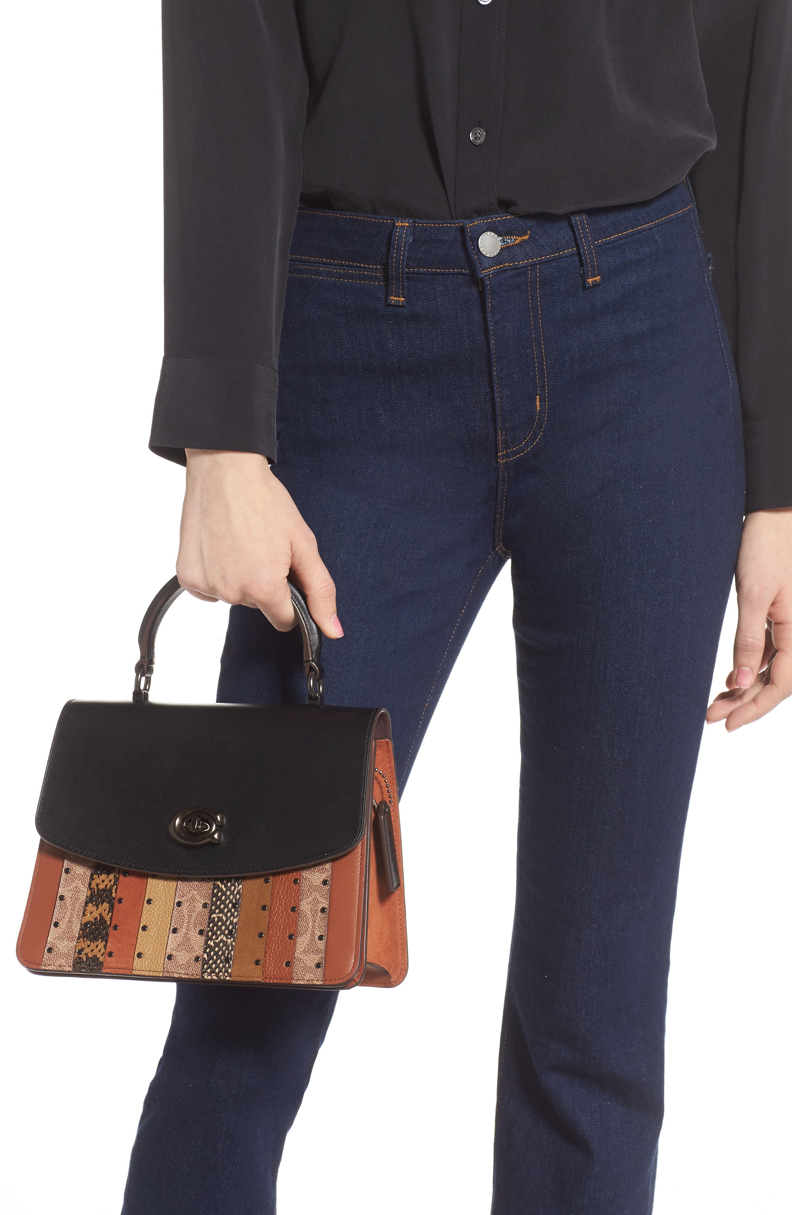 COACH Parker Leather, Signature Canvas & Snakeskin Top Handle Bag ...