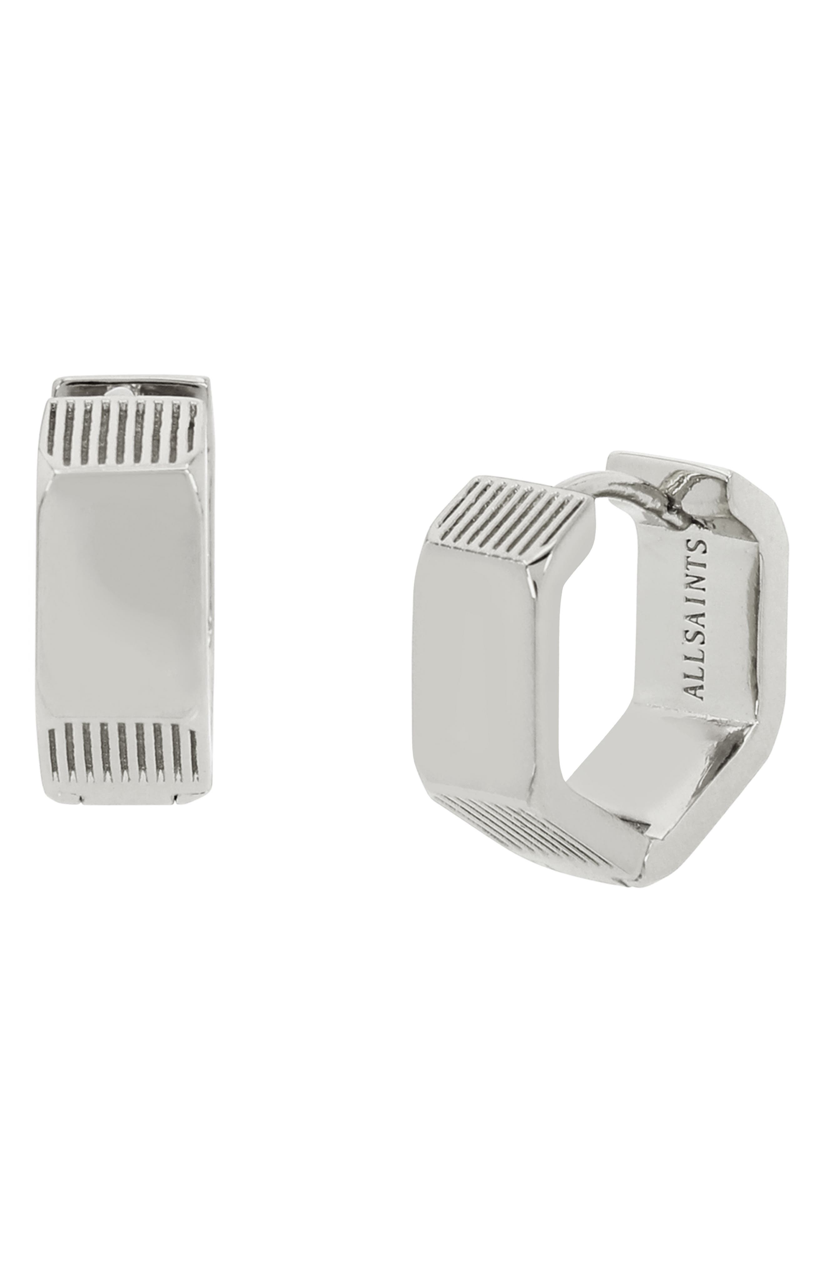 AllSaints Textured Small Hexagon Hoop Earrings | Nordstromrack