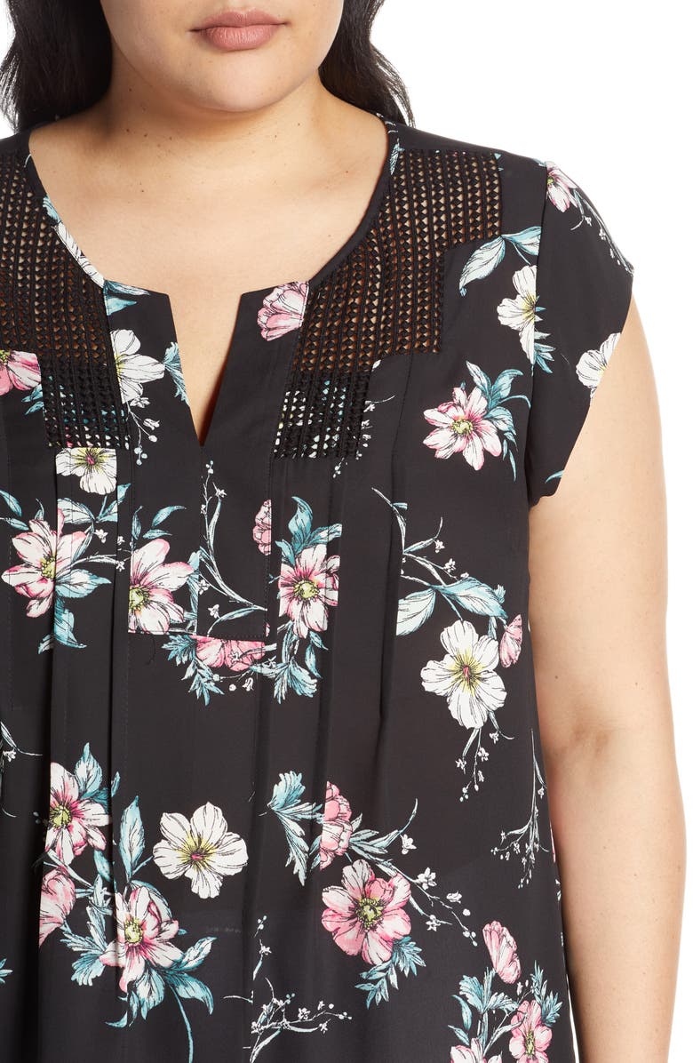 DR2 by Daniel Rainn Daniel Rainn Lace Bib Short Sleeve Top | Nordstrom