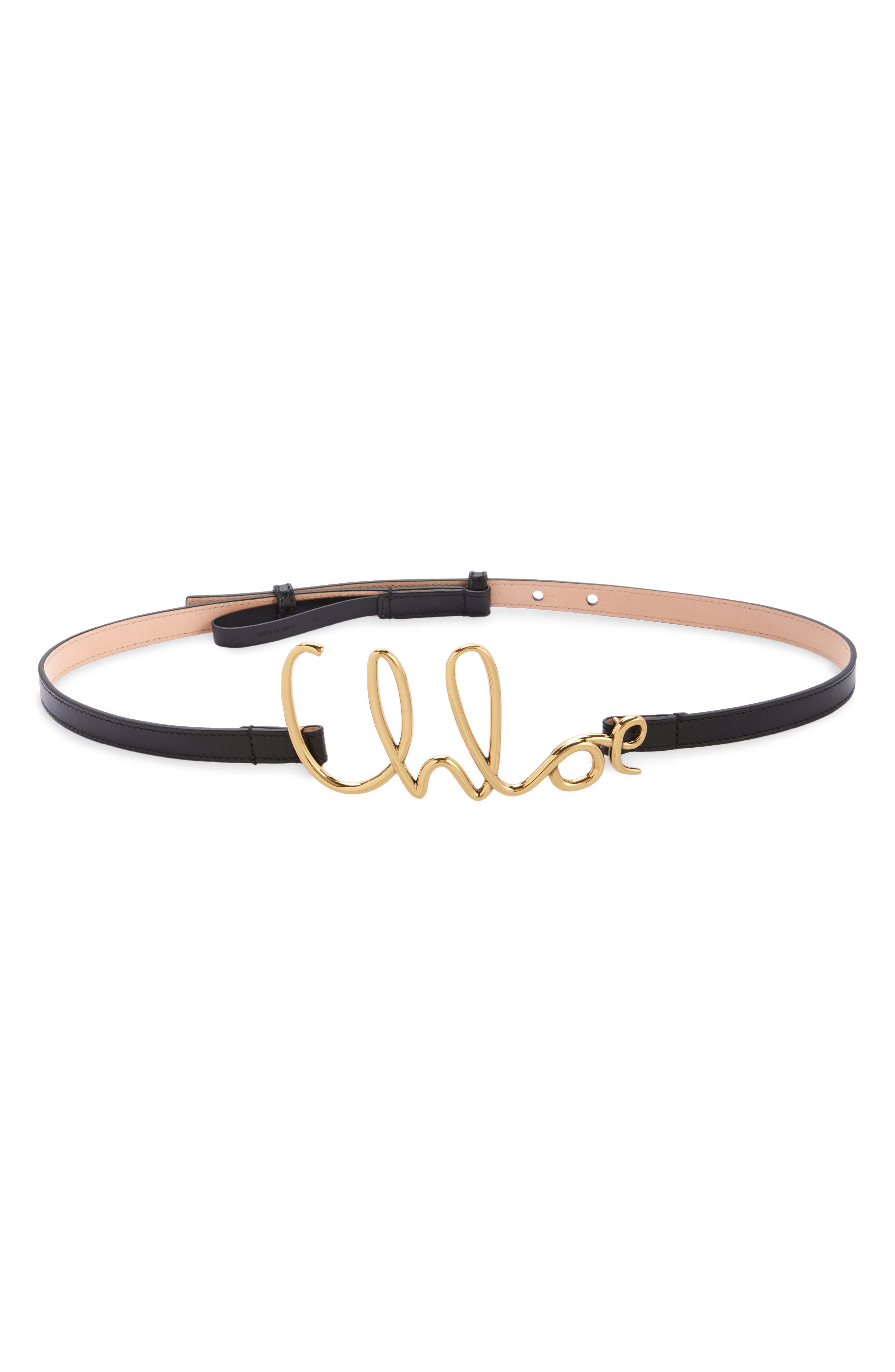Chloé Script Logo Buckle Leather Belt | Nordstrom