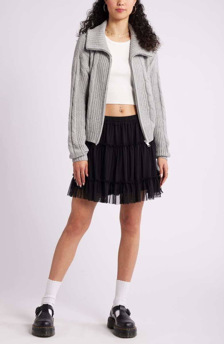 BP. Mock Neck Cable Knit Zip Cardigan | Nordstromrack
