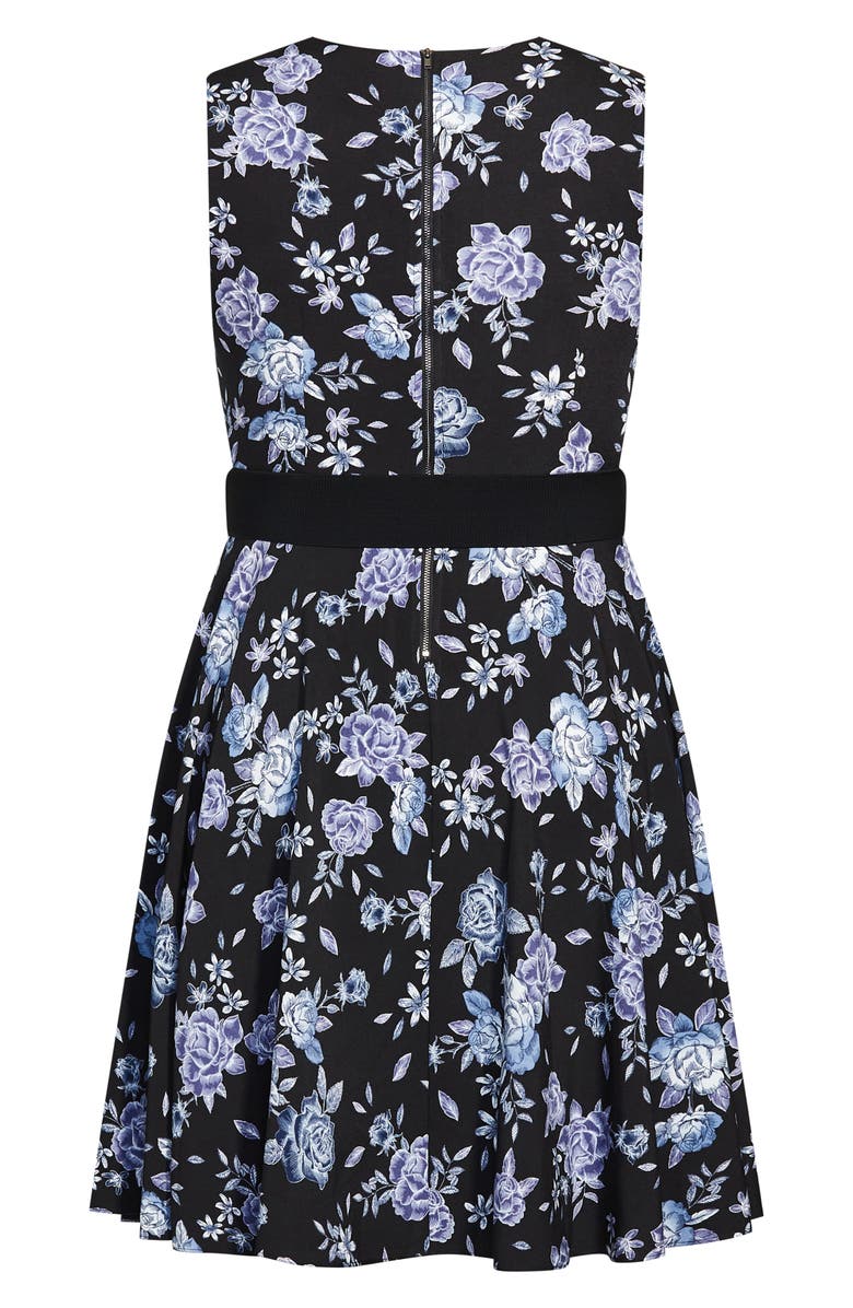 City Chic Sarah Pleated Floral Fit & Flare Dress | Nordstromrack