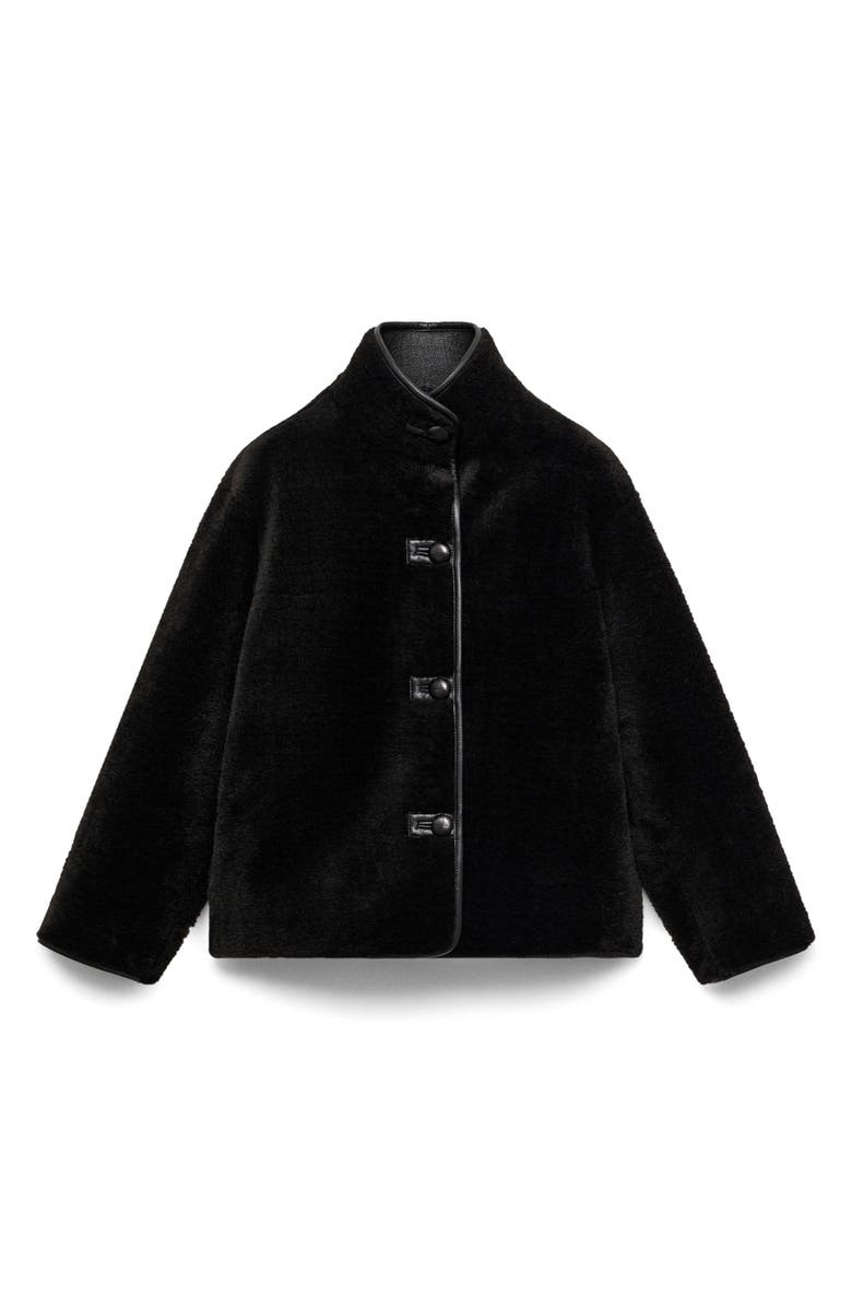 MANGO Mozart Faux Leather Trim Faux Shearling Coat | Nordstromrack