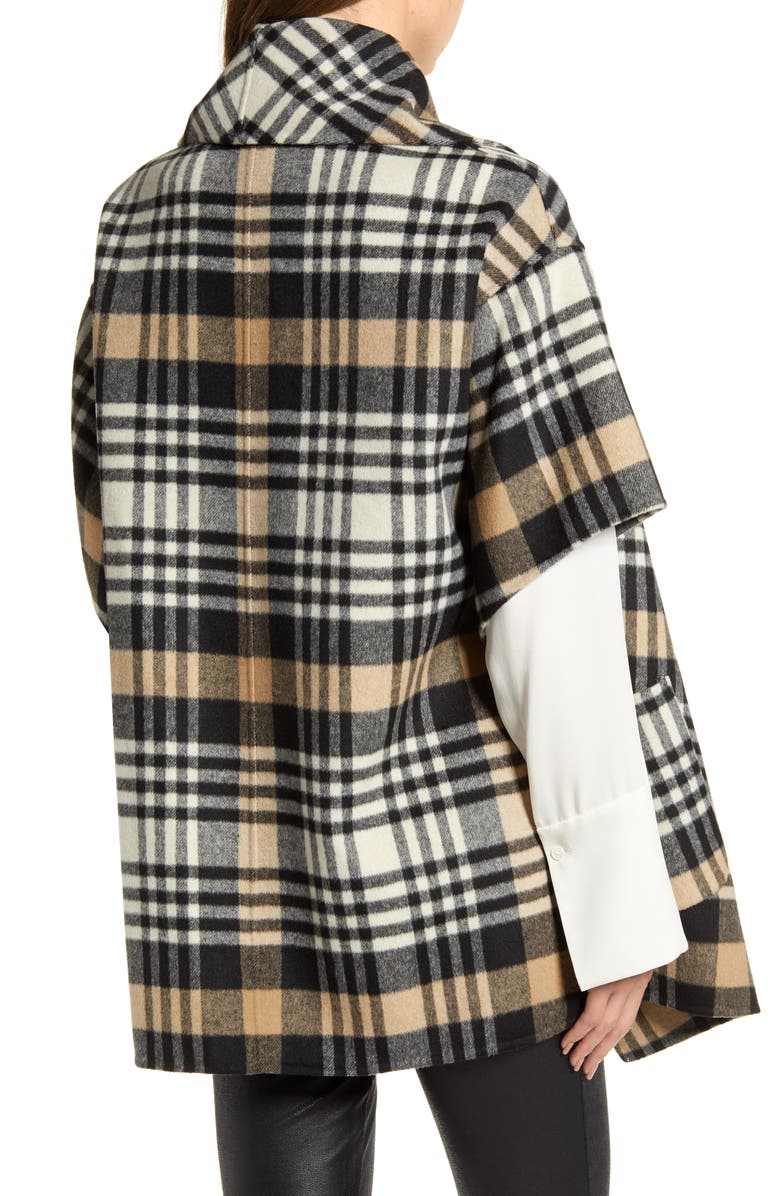 LAMARQUE Penelope Plaid Cascade Wool Blend Cape Coat | Nordstrom