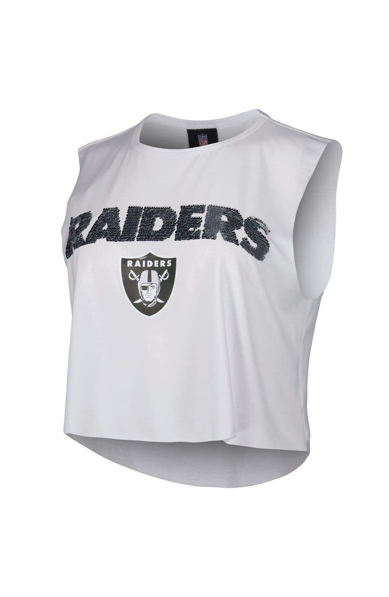 CUCE Women's Cuce White Las Vegas Raiders Sequin Cropped Tank Top ...