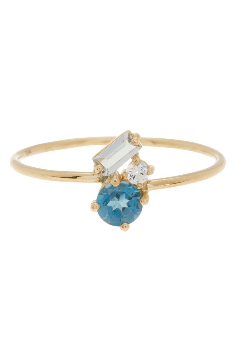 Bony Levy Iris 18K Yellow Gold Topaz & Milky Aqua Cluster Ring ...