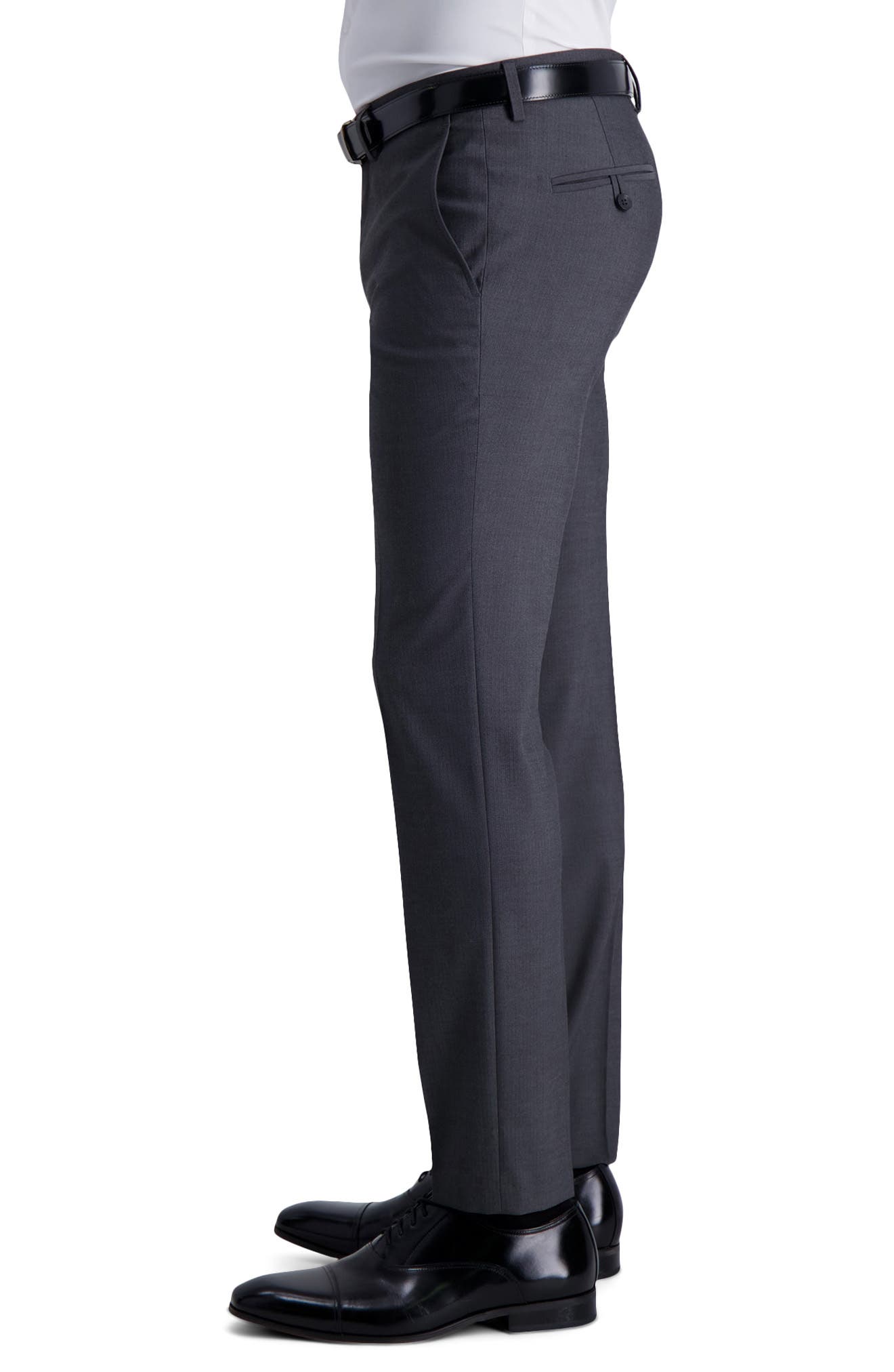 HAGGAR Medium Grey Herringbone Ultra Slim Stretch Suit Pants ...