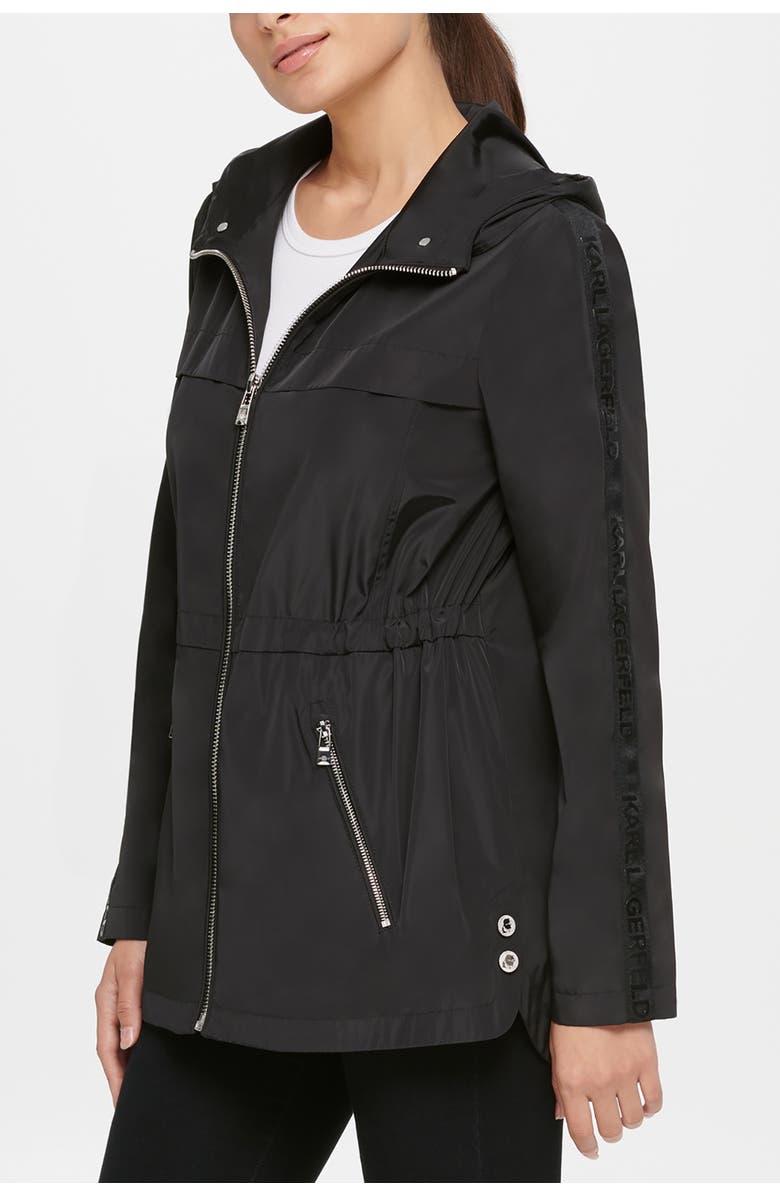 KARL LAGERFELD PARIS Monochromatic Logo Tape Windbreaker Jacket ...