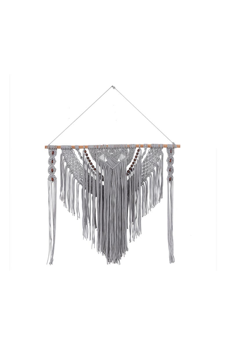 GINGER BIRCH STUDIO Gray Cotton Handmade Intricately Woven Macramé Wall ...