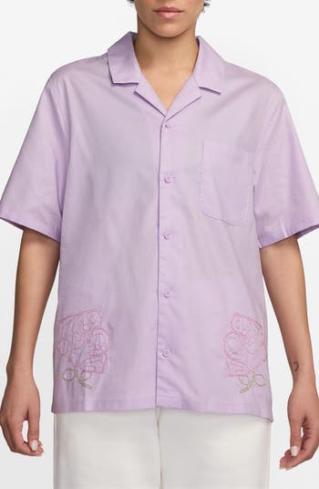 Jordan Rose Embroidered Cotton Camp Shirt | Nordstromrack