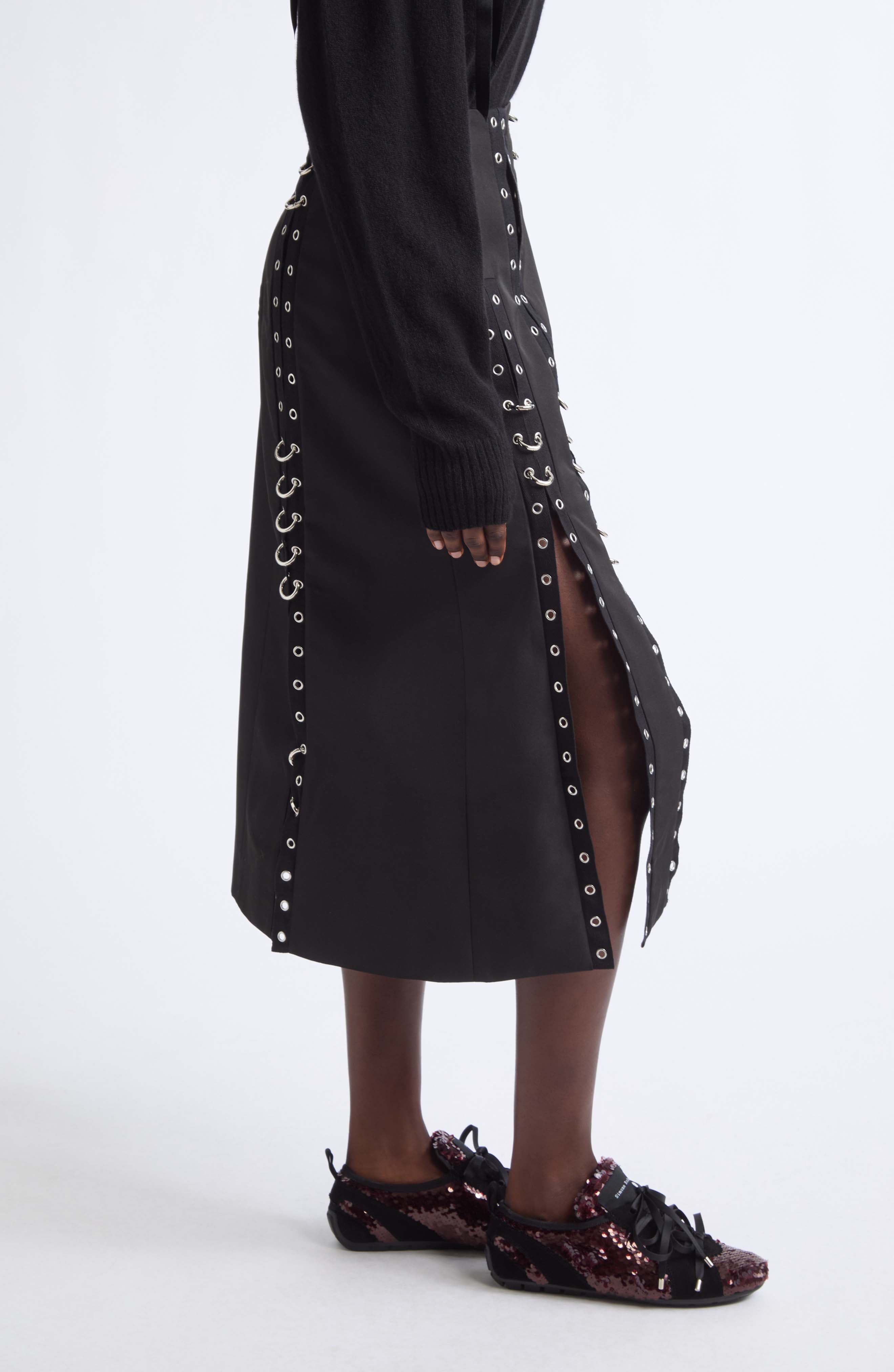 Simone Rocha Grommet Ring Sculpted Ripple Midi Skirt (Women) | Nordstrom