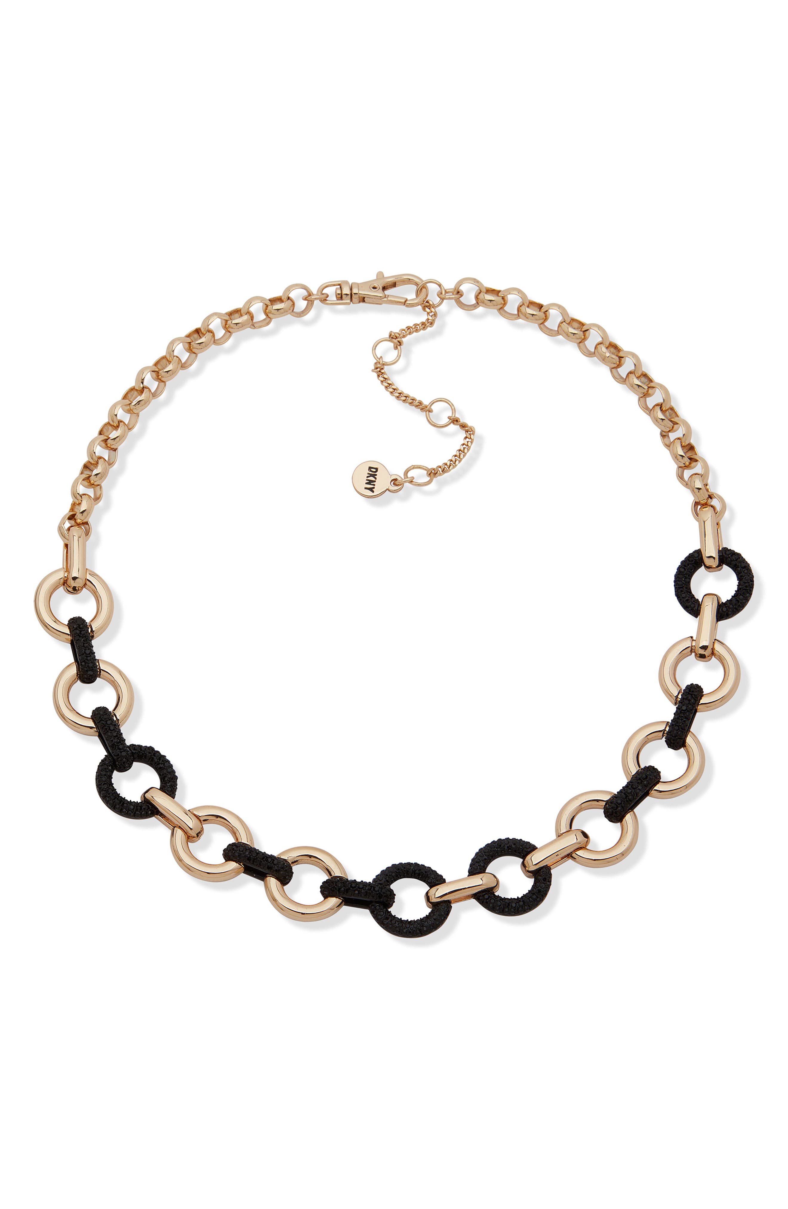 DKNY Two-Tone Pavé Crystal Link Collar Necklace | Nordstromrack