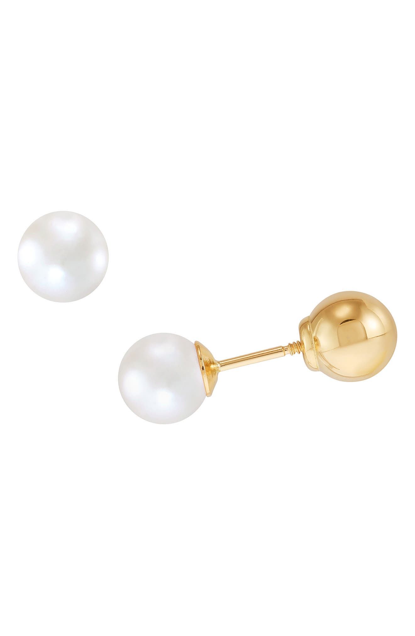 Frankie & Zoe Reversible Cultured Pearl & Ball Stud Earrings ...