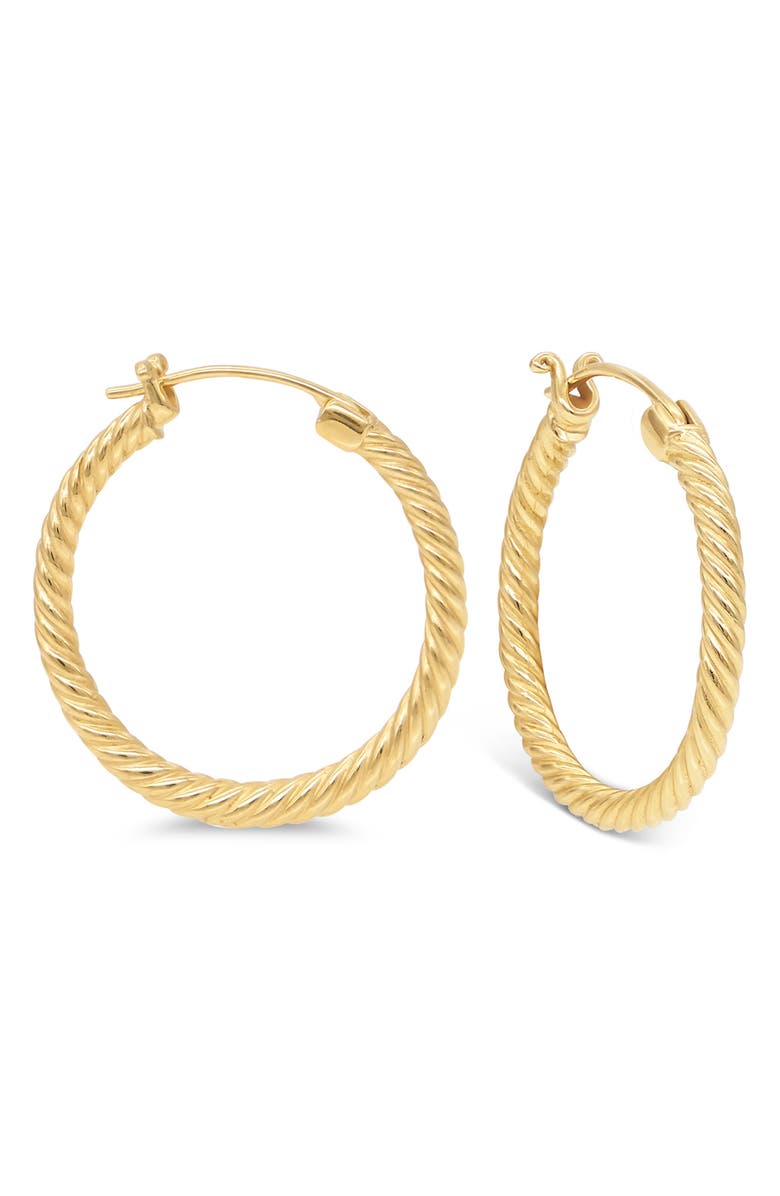 DEVATA 18K Yellow Gold Plated Sterling Silver Rope Texture Hoop ...