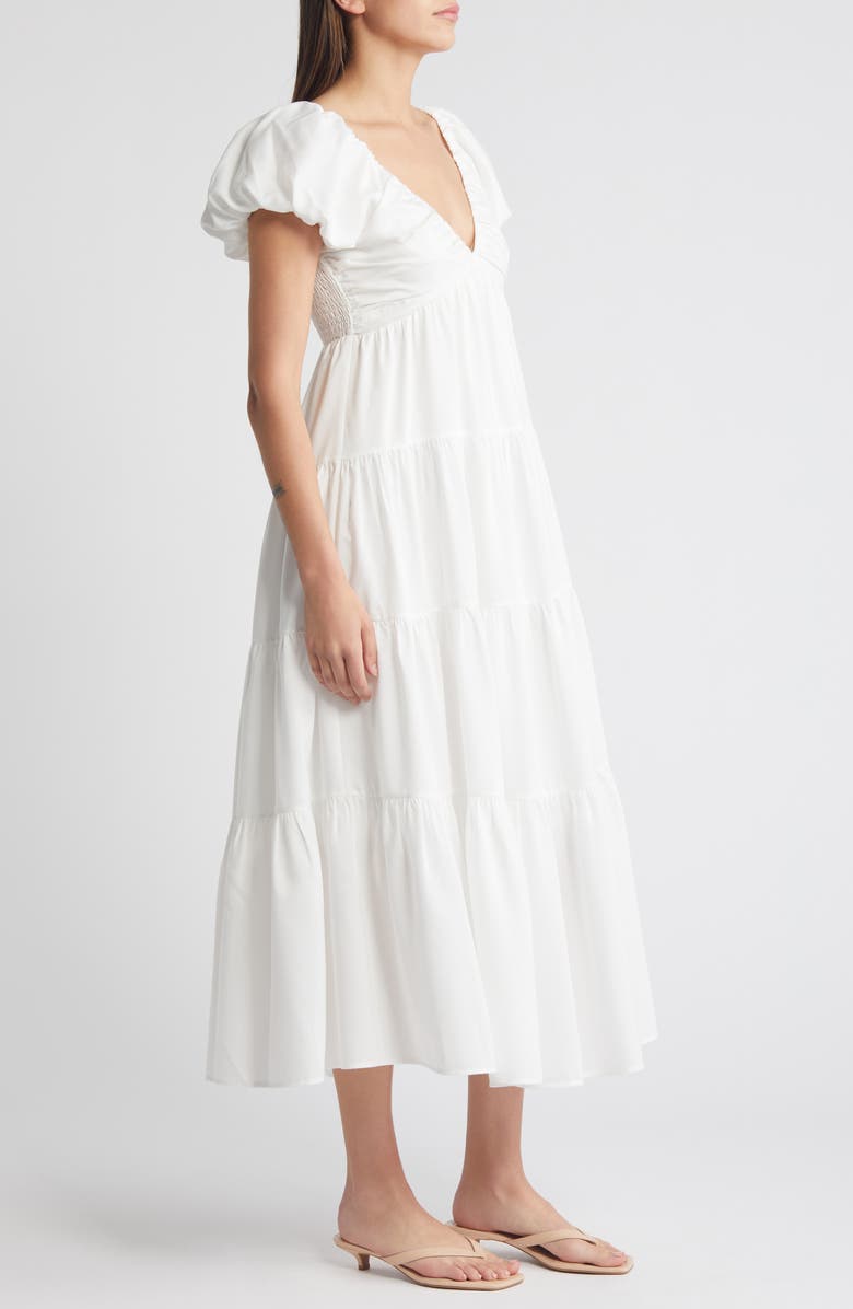 MOON RIVER Puff Sleeve Midi Sundress | Nordstromrack