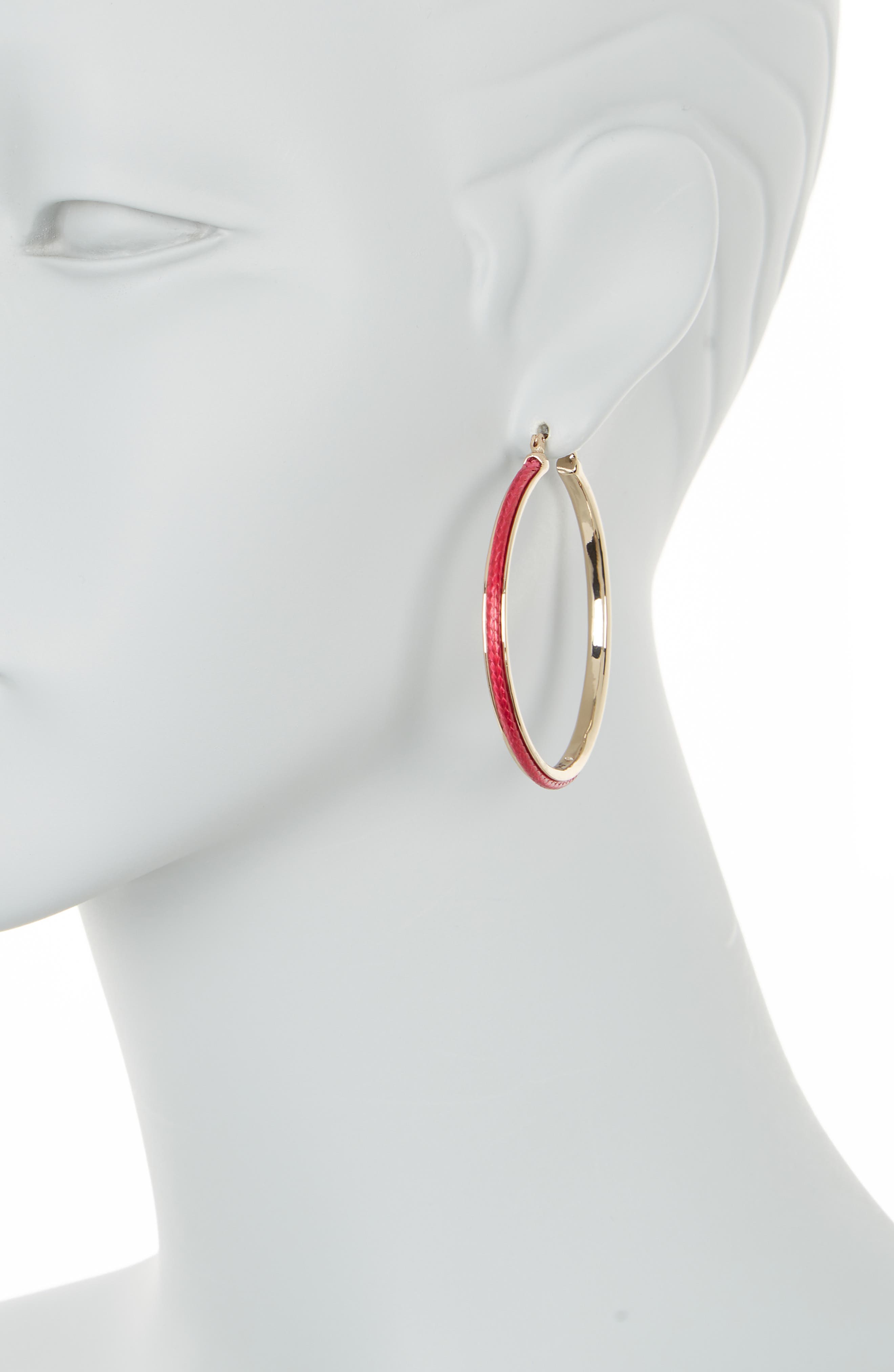 KARL LAGERFELD PARIS Gold-Tone Faux Leather Inlay 50mm Hoop Earrings ...