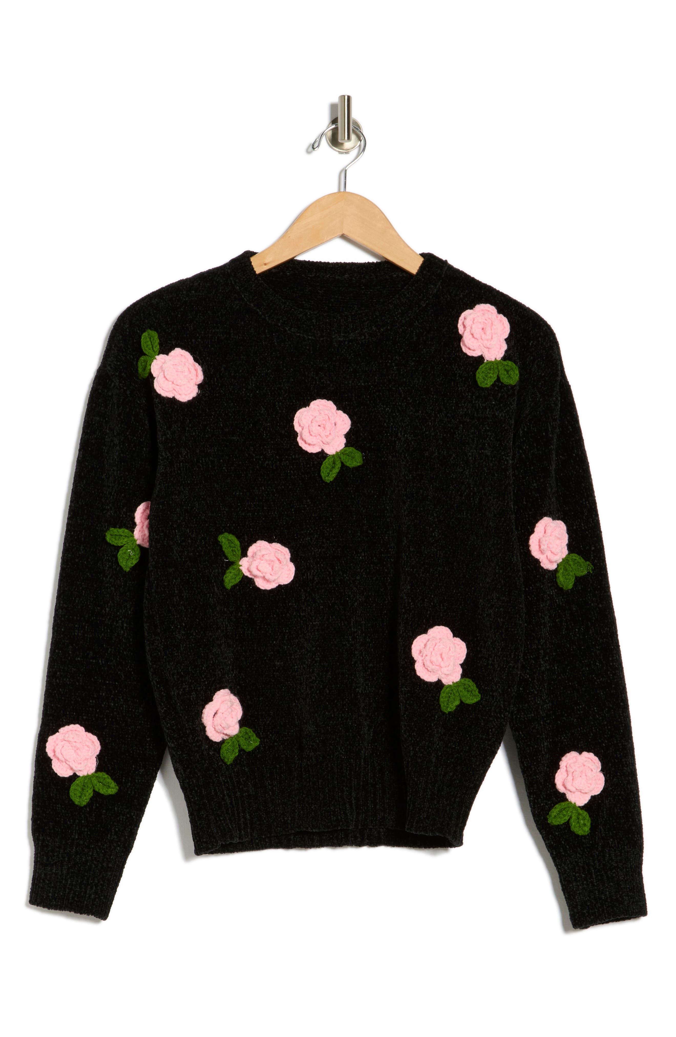 Love By Design Rosie Floral Appliqué Sweater | Nordstromrack