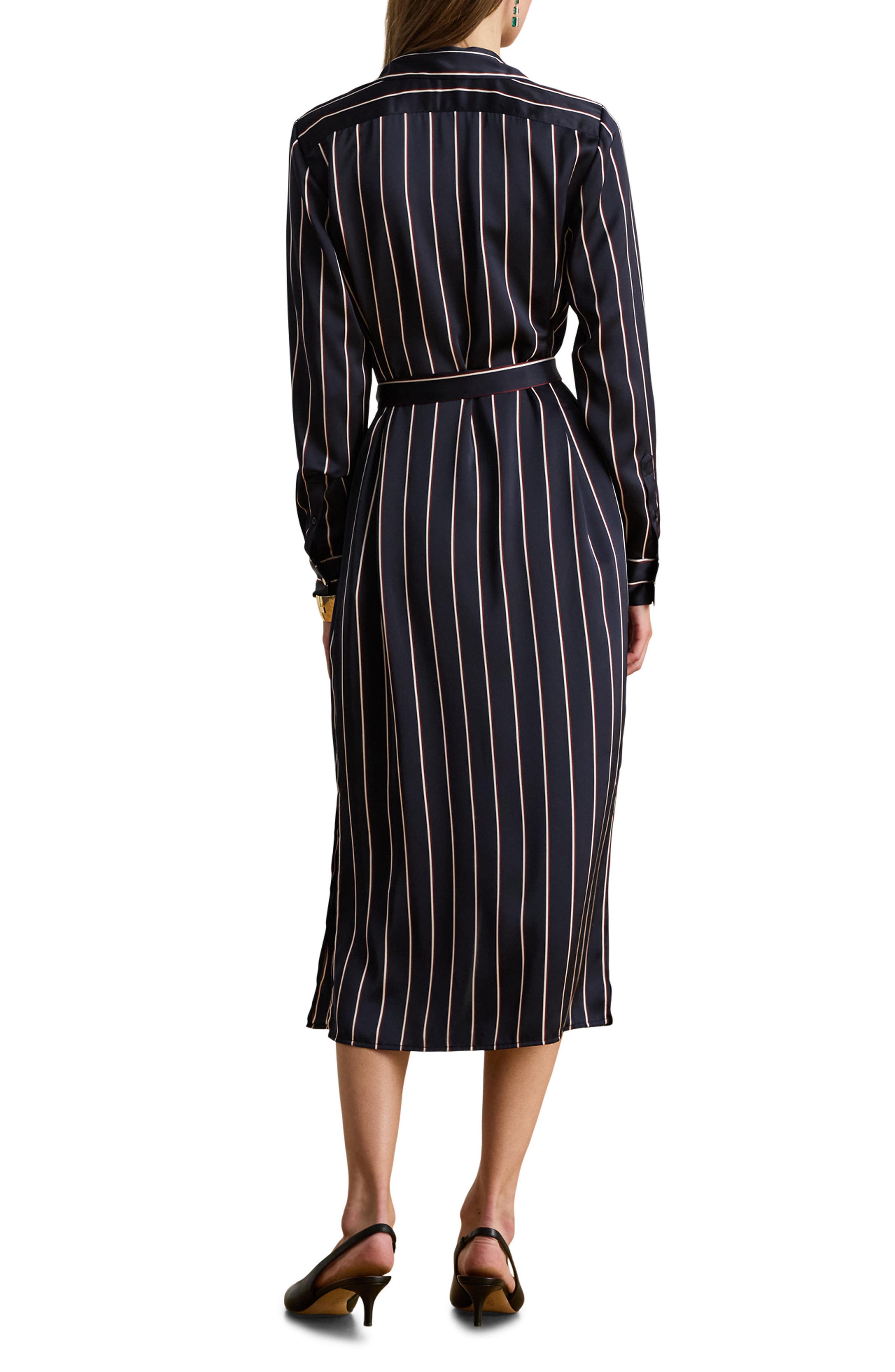 Lauren Ralph Lauren Fayella Stripe Long Sleeve Midi Shirtdress | Nordstrom