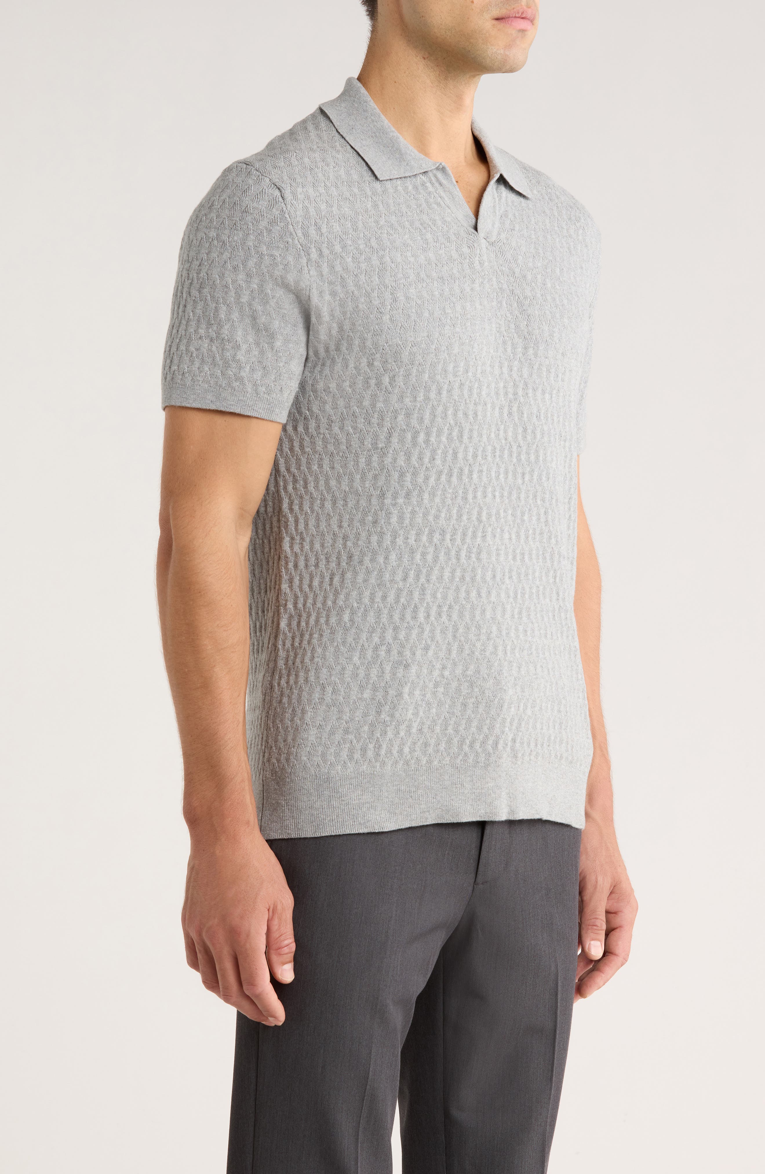 Robert Barakett Rylan Johnny Collar Cotton Blend Polo Sweater ...