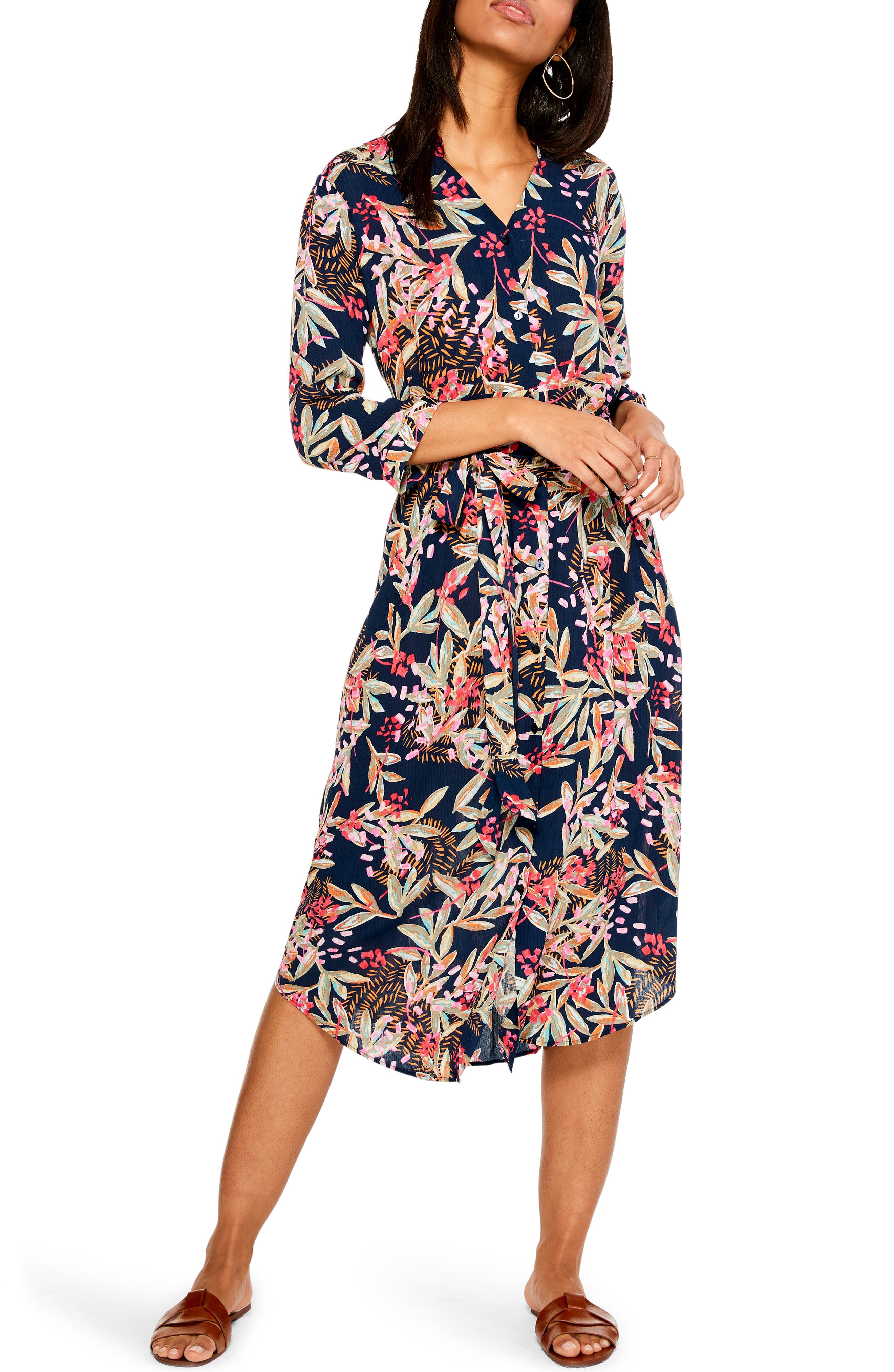 NIC+ZOE Cherry Blossom Midi Shirtdress | Nordstromrack