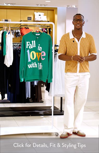 THE MAYFAIR GROUP Fall in Love with Life Henley Sweatshirt | Nordstrom