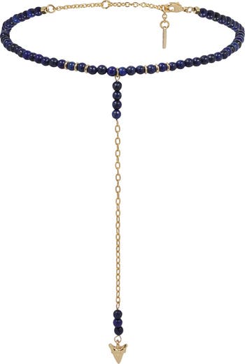 Ettika 18K Gold Plated Lapis Beaded Shark Tooth Choker | Nordstromrack