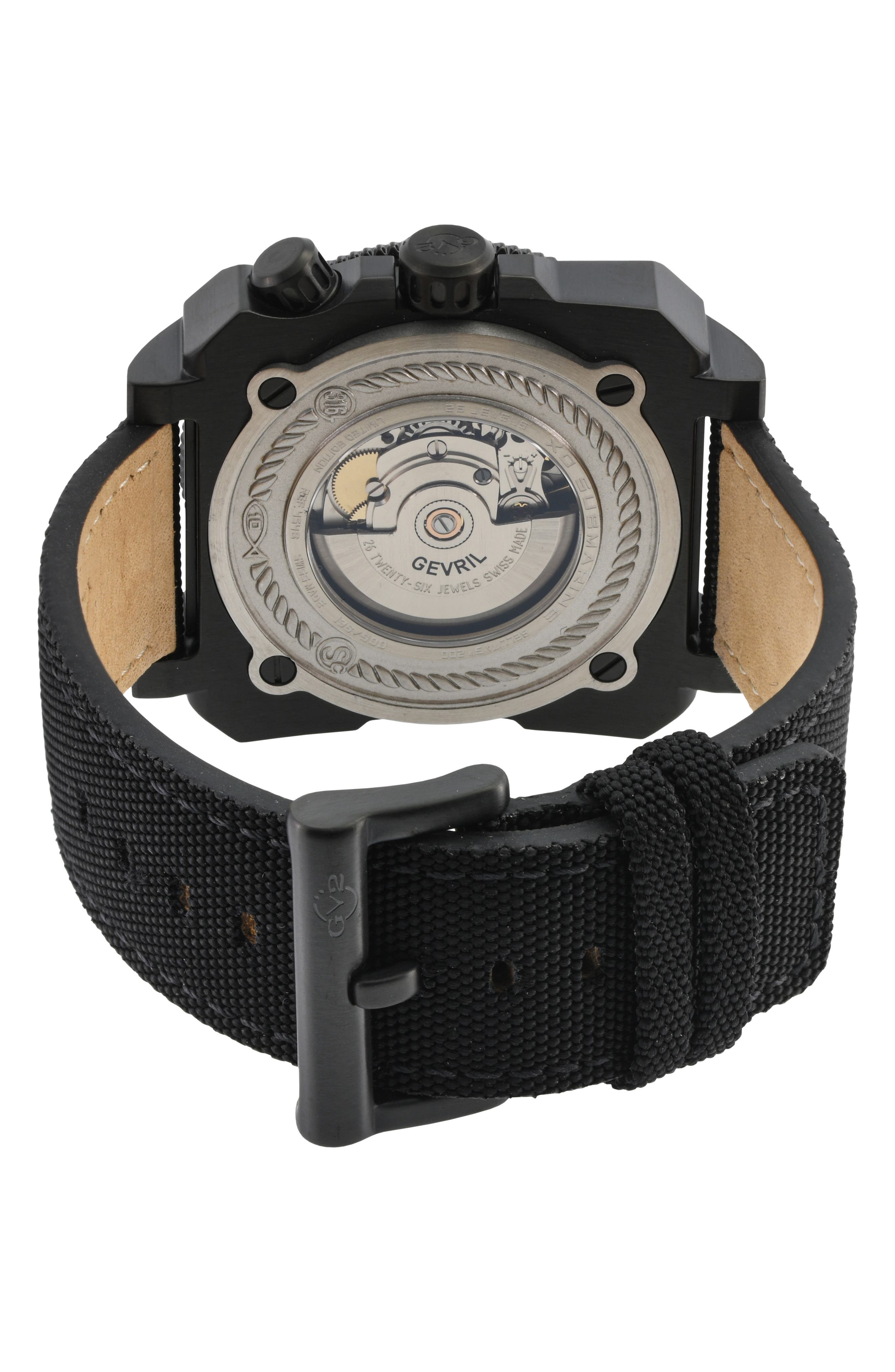 GV2 XO Submarine Canvas Strap Watch, 44mm | Nordstromrack