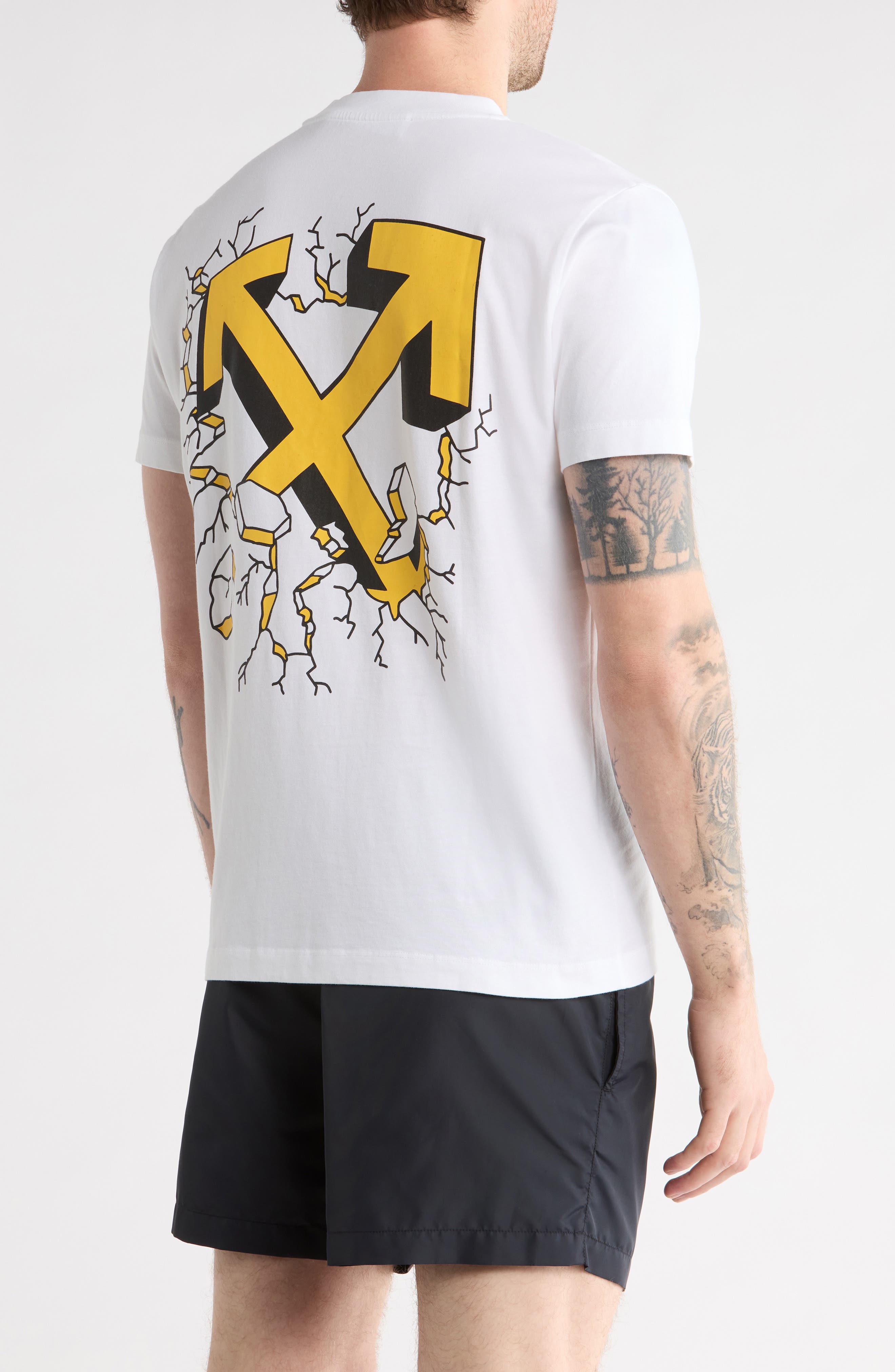 Off-White Slim Fit Cartoon Arrow Logo Cotton Graphic T-Shirt ...