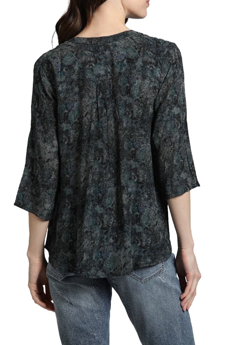 APNY Print Tassel Split Neck Chiffon Top | Nordstrom
