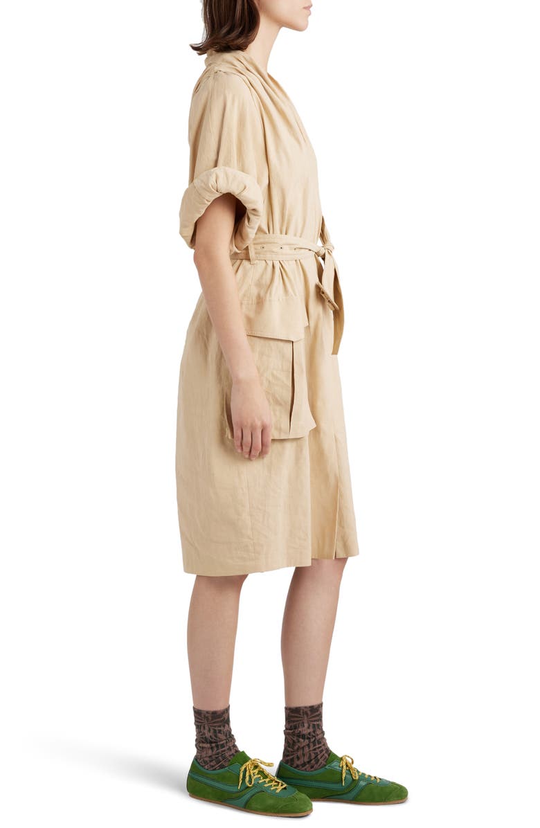 Dries Van Noten Debrasa Cargo Pocket Belted Linen & Cotton Midi Dress ...